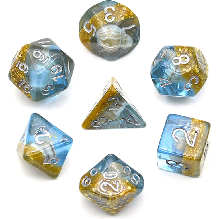 Blue & Gold Beach Conch Dice | EurekaPuzzles
