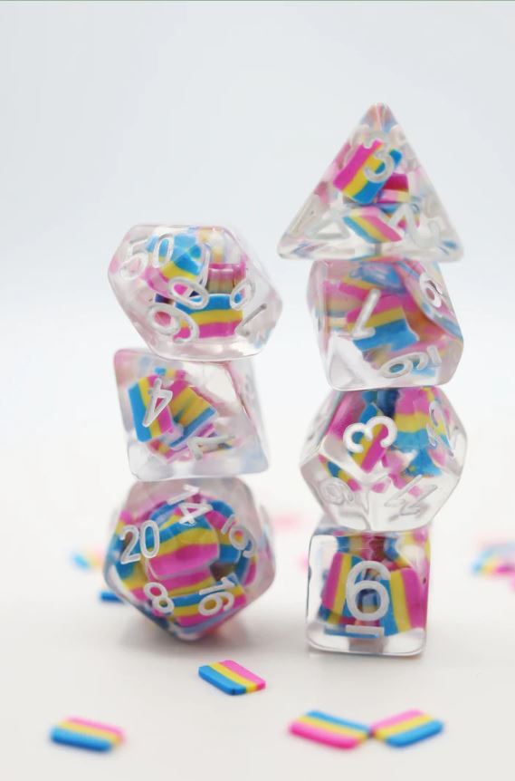 Pansexual Flag RPG Dice by Foam Brain Games | EurekaPuzzles