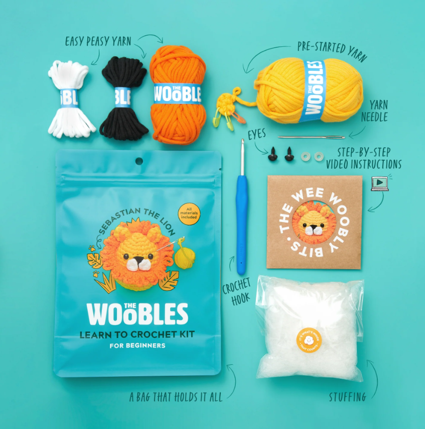 Sebastian the Lion Beginner Crochet Kit - The Woobles | EurekaPuzzles