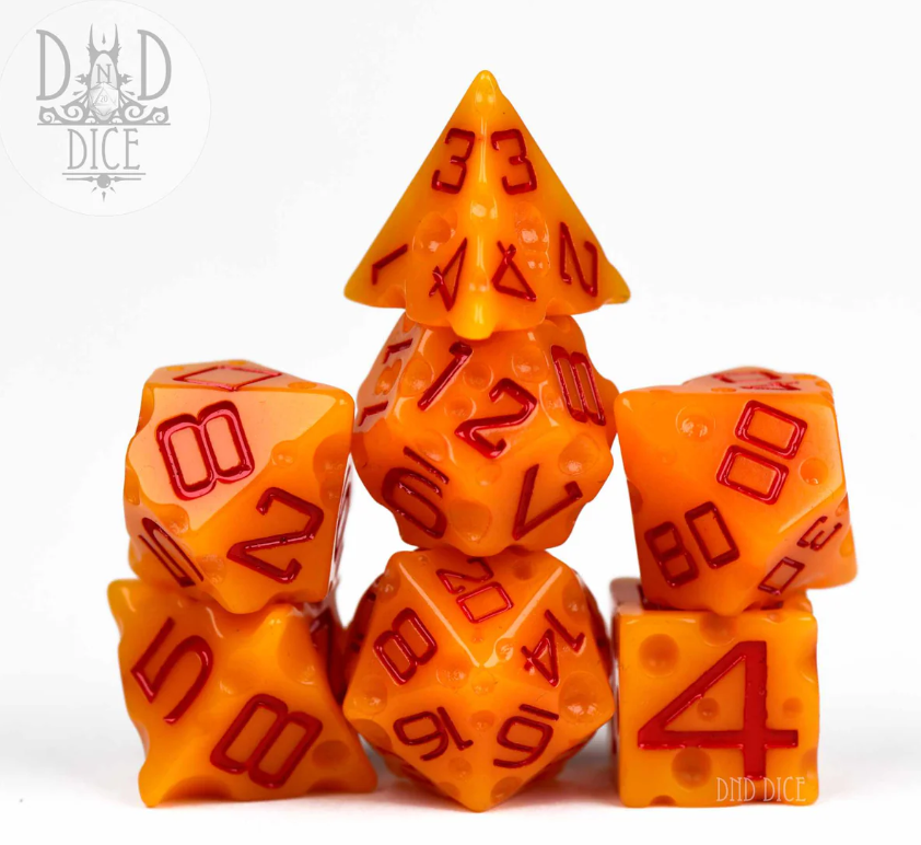 Cheese Wiz 7pc RPG Dice Set by DND Dice | EurekaPuzzles